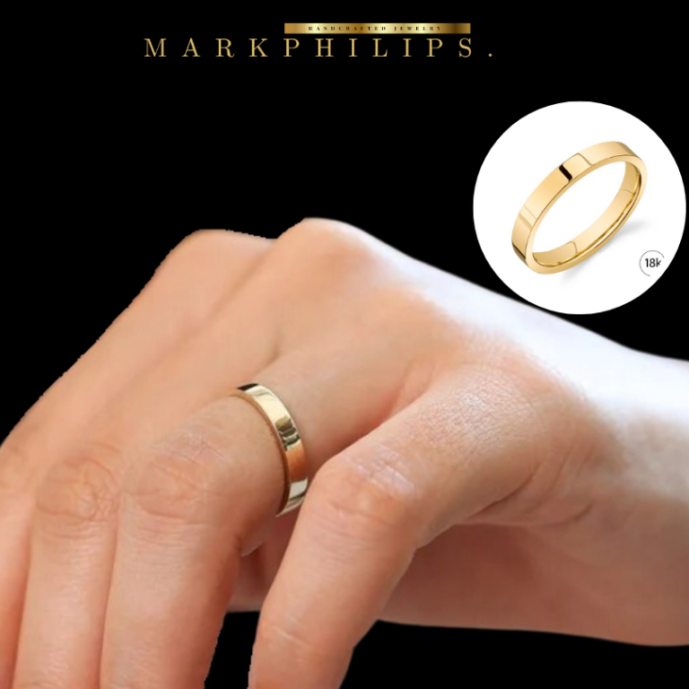1mm to 3mm width Solid 18k Gold Ring, Super Polish Finished. | Shopee ...