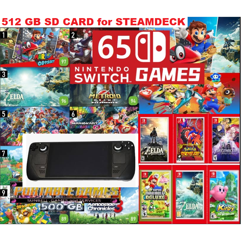 Nintendo Switch Games for STEAMDECK 512 GB SD CARD with 65 Nintendo ...