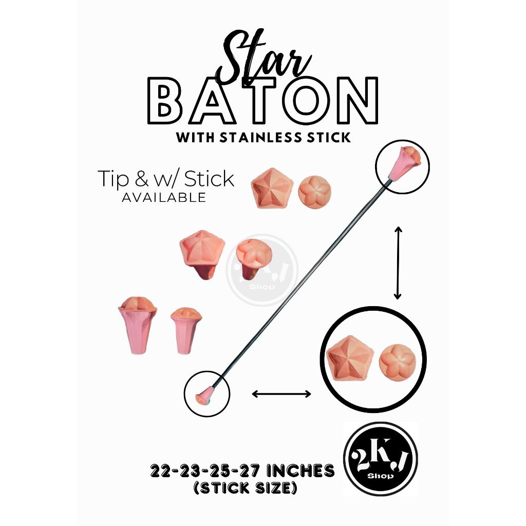 Star Baton (TIP & W/ STICK 22-25-27 inches) Ultra Thin for Majorette ...
