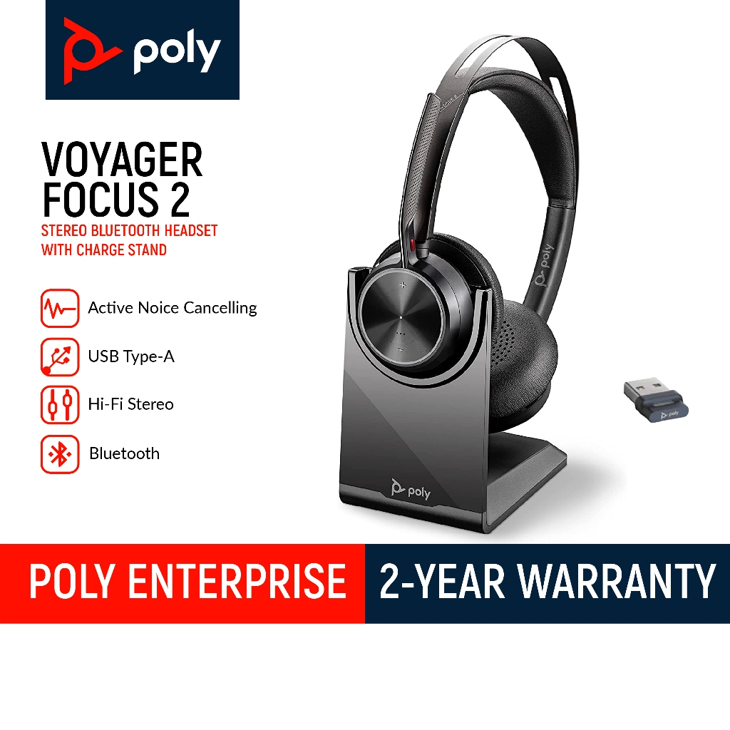 Poly Voyager Focus 2 USB-A with Charge Stand Headset | Shopee Philippines