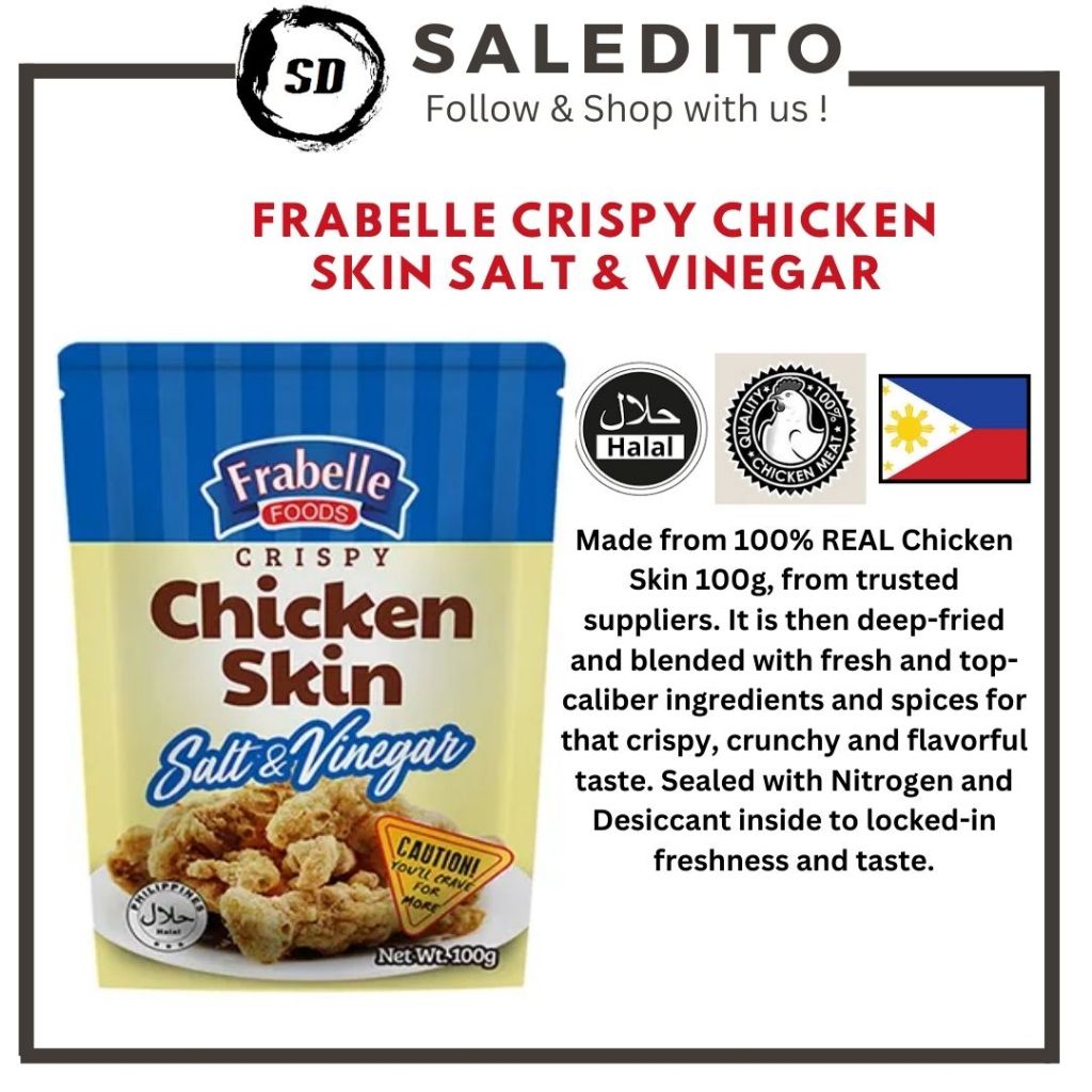 FRABELLE FOOD CRISPY CHICKEN SKIN HALAL Certified/Salt and Vinegar ...