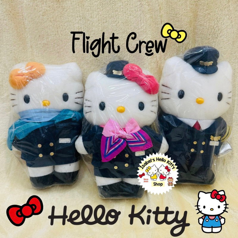 *ORIGINAL* Hello kitty flight Plush Flight attendant pilot stuffed toy ...