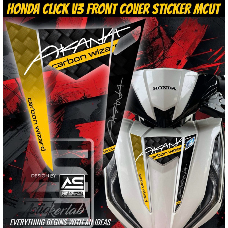 HONDA CLICK V3 M-CUT FRONT PANEL STICKER PRINTED LAMINATED SPONSOR ...