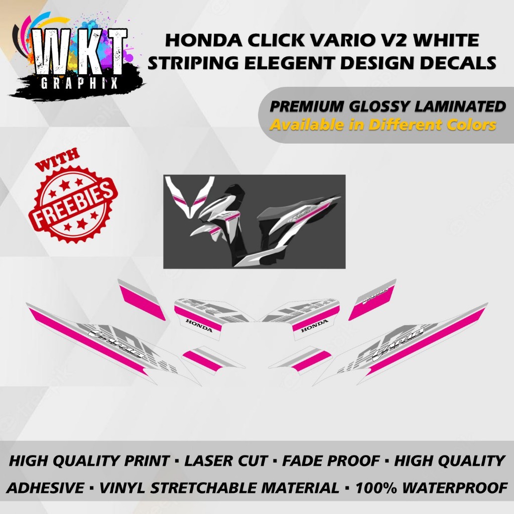 HONDA CLICK VARIO V2 WHITE STRIPING ELEGENT DESIGN DECALS (WATERPROOF ...