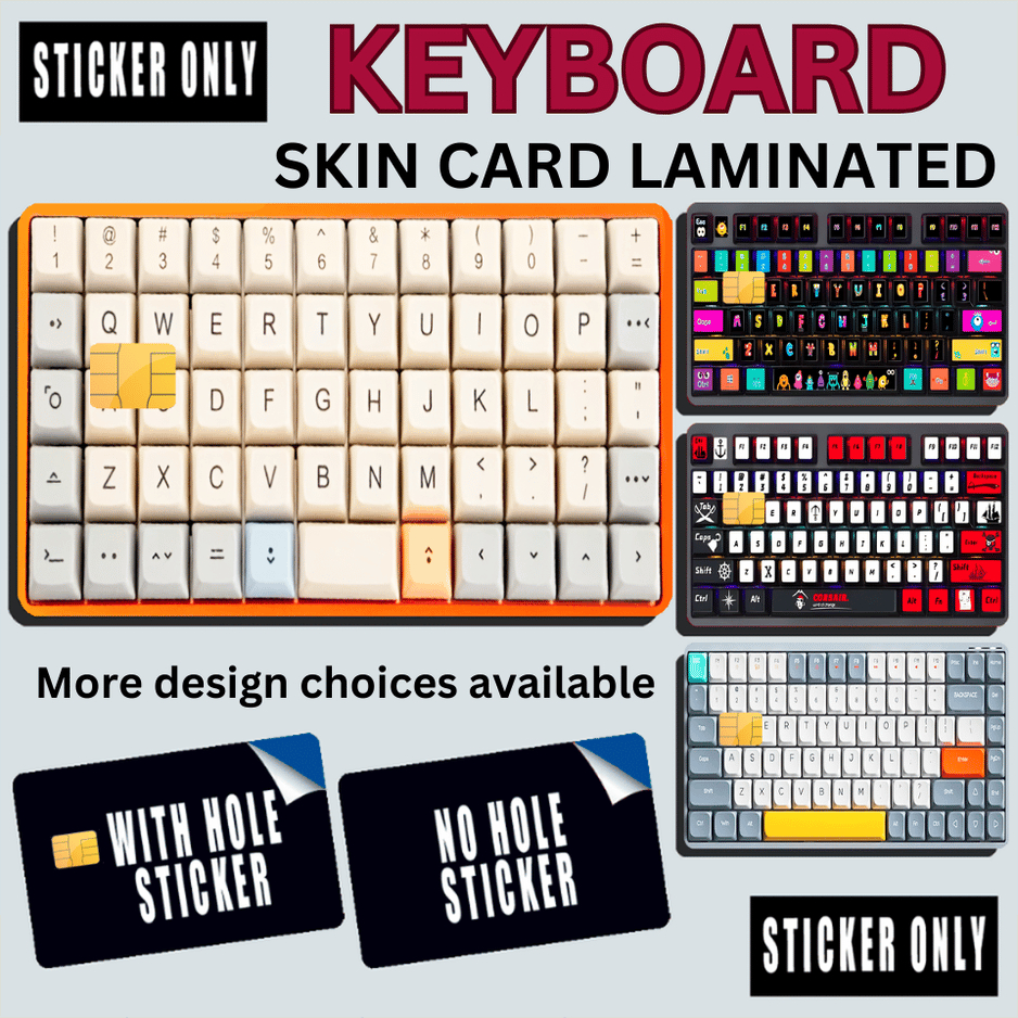 KEYBOARD DESIGN - STICKER SKIN CARD FOR ATM, CREDIT, DEBIT , BEEP CARD ...