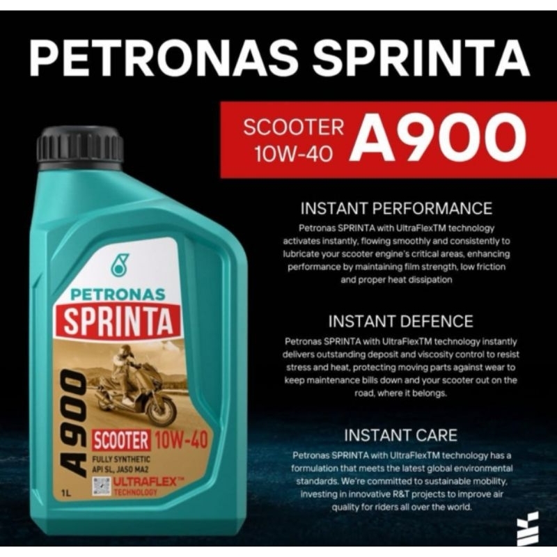 PETRONAS Sprinta Engine Oil A900 10w-40 fully synthetic 1L | Shopee ...