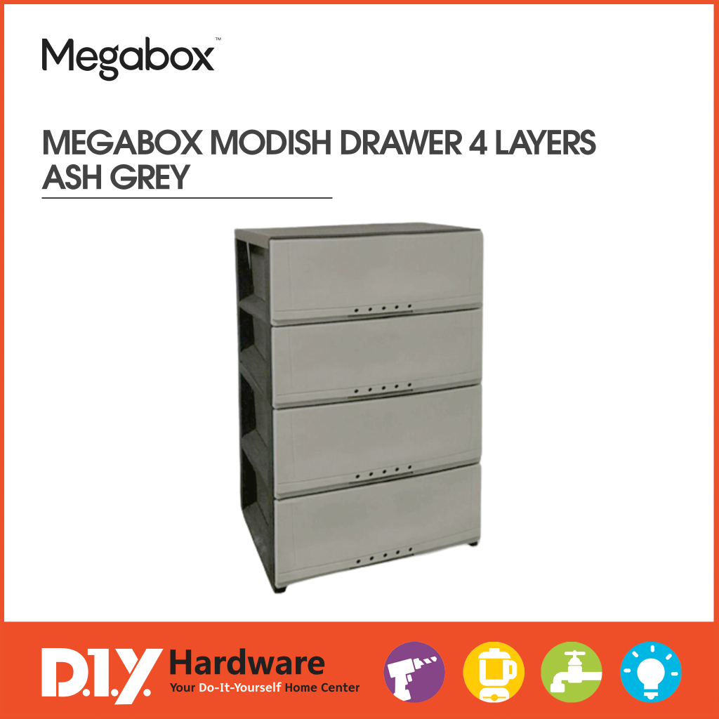 Megabox Modish Drawer 4 Layers - Ash Grey | Shopee Philippines