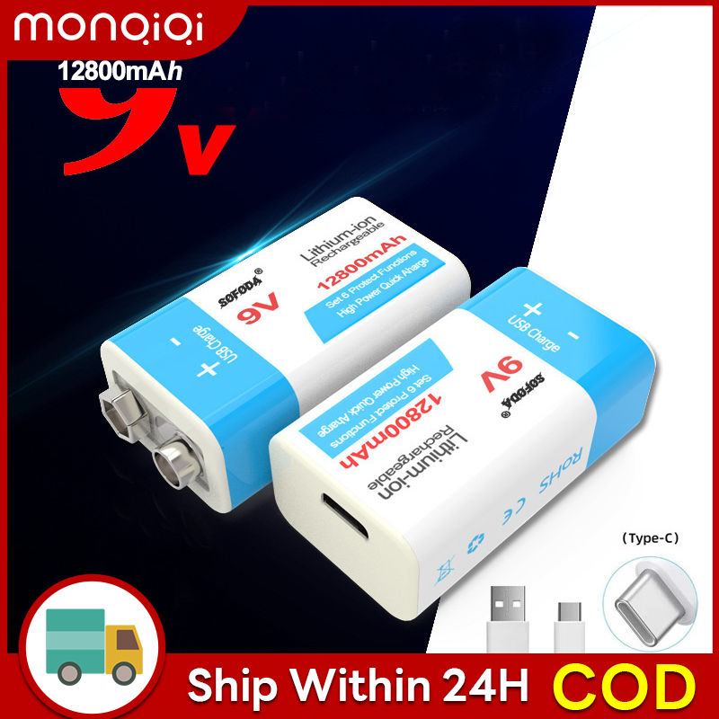 9V battery 6800mAh li-ion Rechargeable battery Micro USB Battery 9V ...