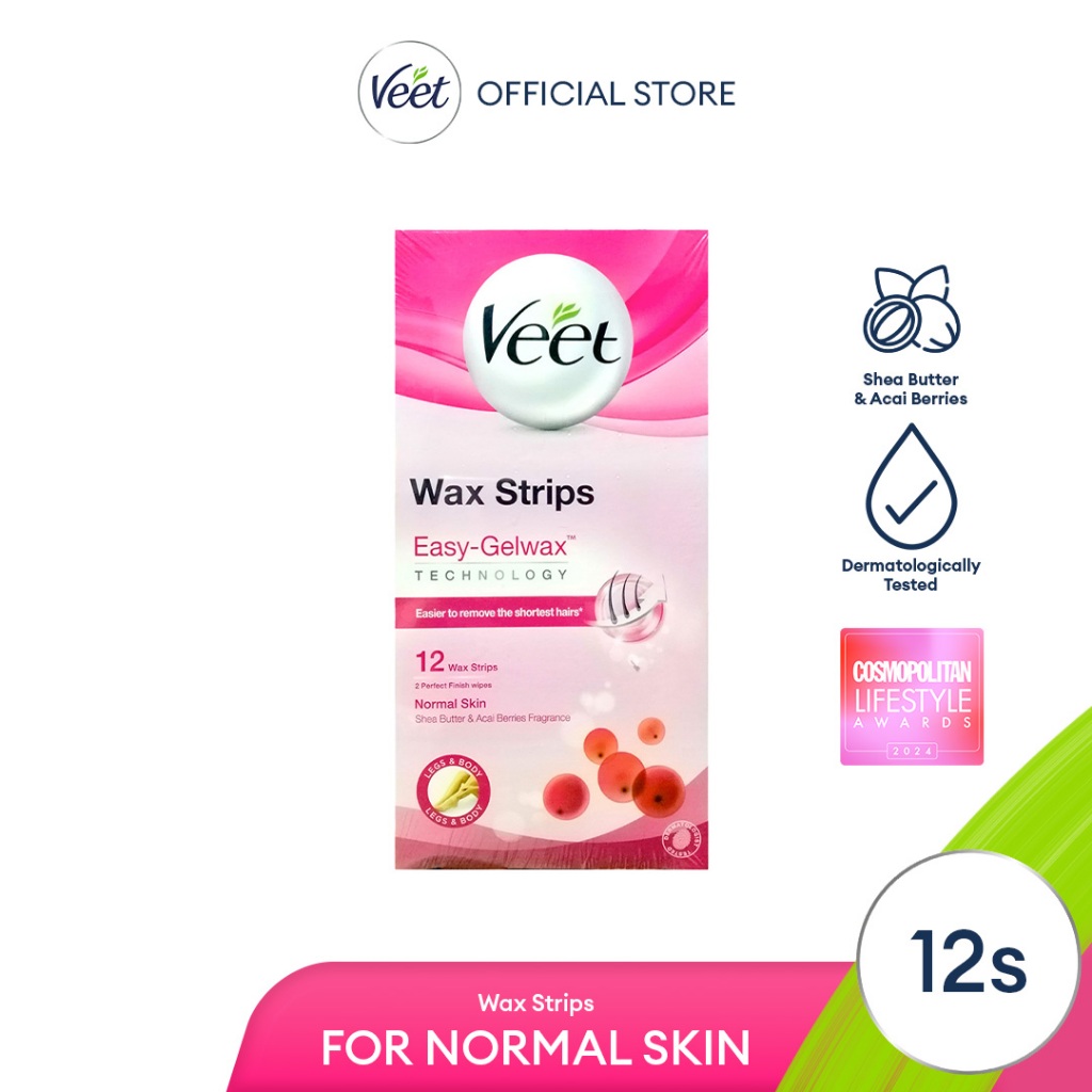 Veet Cold Wax Strips Hair Removal for Legs / Normal Skin 12's ...