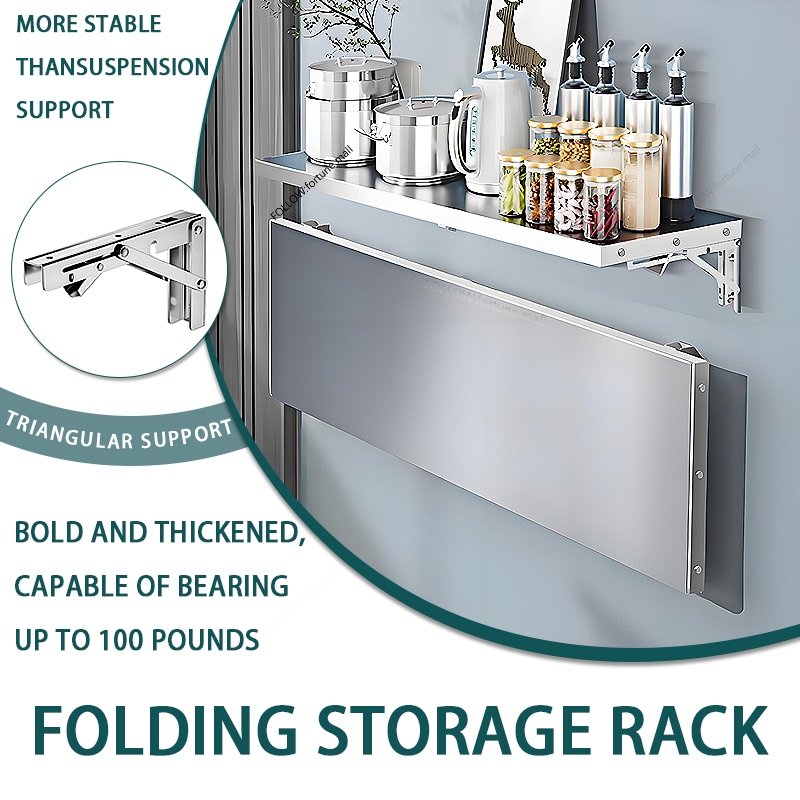Foldable Table Wall mounted Stainless steel storage rack Dining Kitchen ...