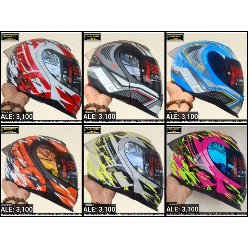 Sec Horizon Modular Dual Visor Motorcycle Helmet | Shopee Philippines