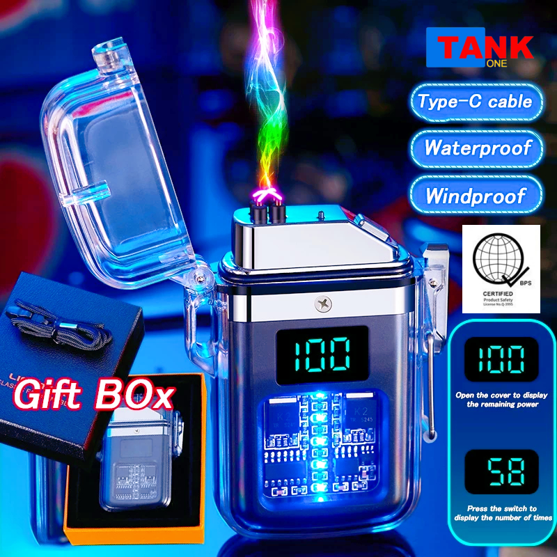 Flashlight lighter Electric Torch Transparent Waterproof USB ...