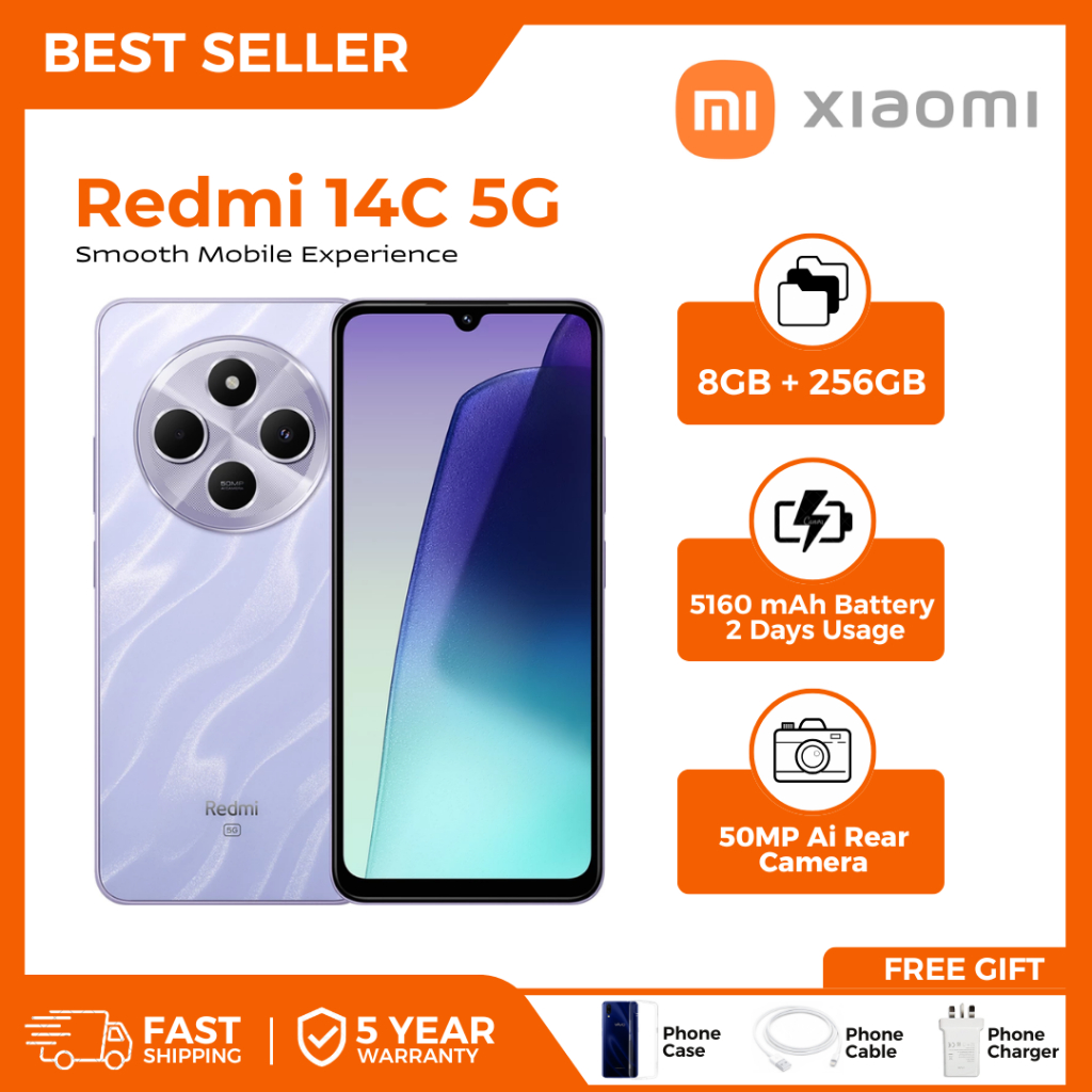 14C 5G 6.8''+120Hz display | 50MP AI dual camera | 5160mAh battery | gaming smartphone | Shopee ...