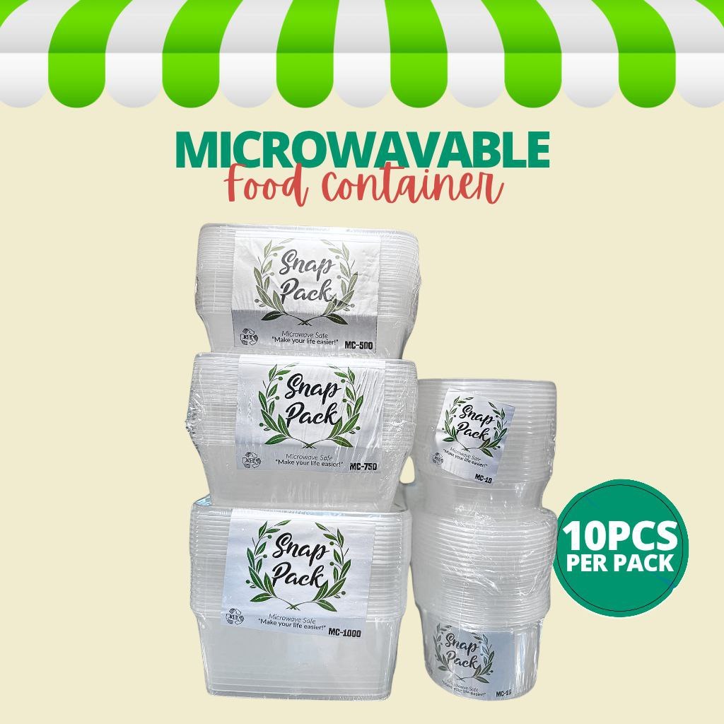 Food Container Microwavable Rectangle Clear pack (Snap Pack)by10pcs,PC ...