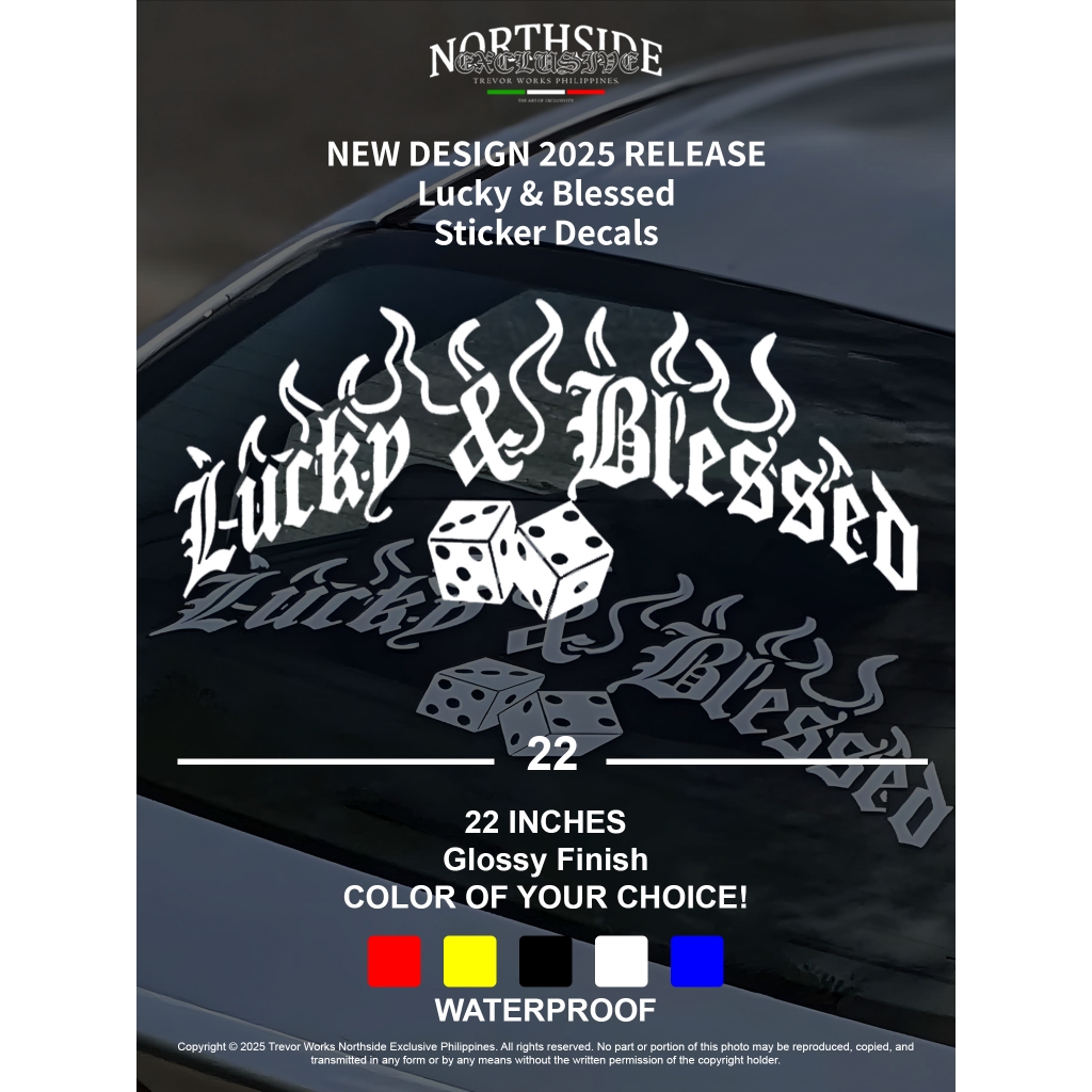 Lucky & Blessed Dice Design Decals Sticker for Car Windshield ...