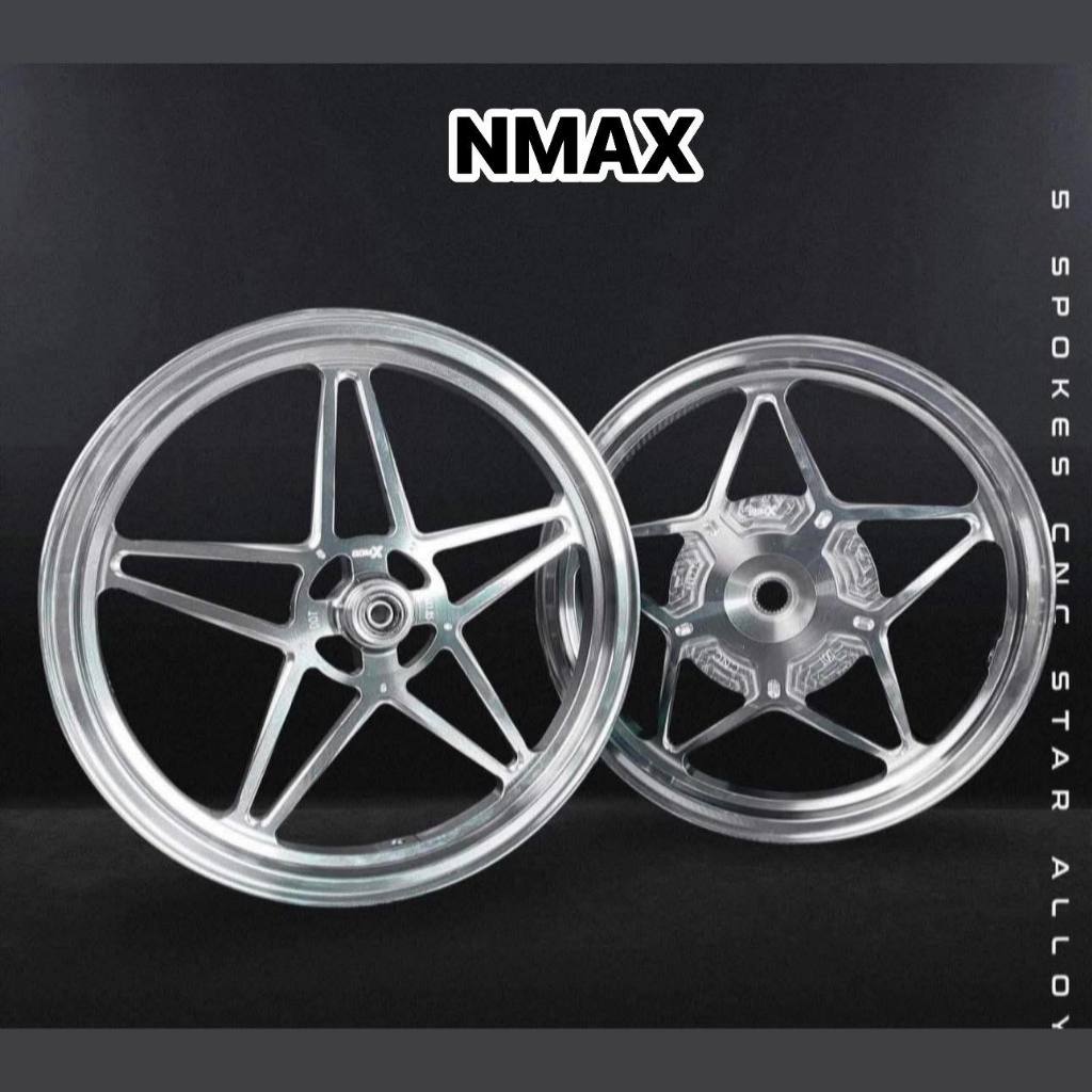 BOM X CNC STAR LYNX MAGS FOR YAMAHA NMAX SIZES FRONT 1.85-14 REAR 2.15 ...