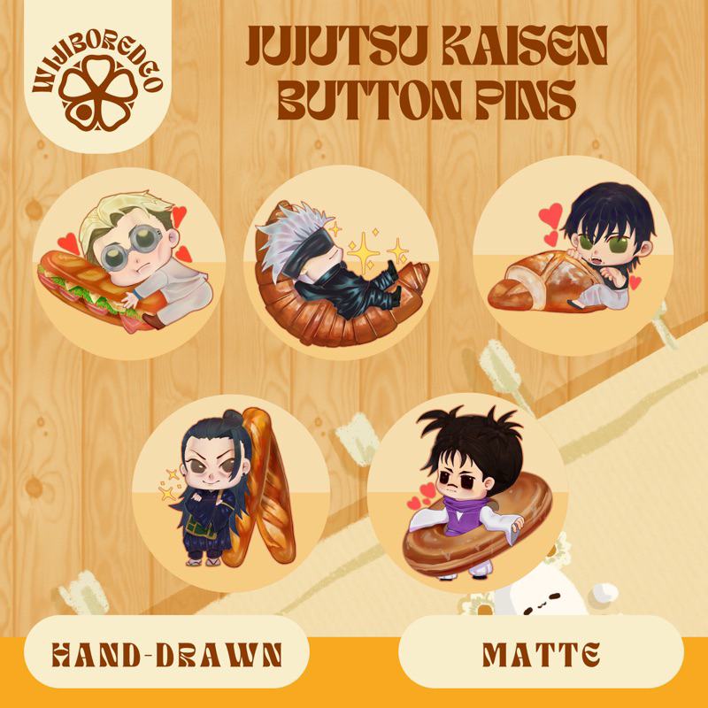 Jujutsu Kaisen Chibi 58mm Button Pins – Gojo, Nanami, Toji, Geto, Chozo ...