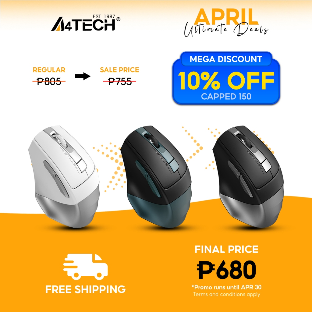 A4Tech FB35CS 2000 DPI Dual Mode Rechargeable Silent Click Optical ...