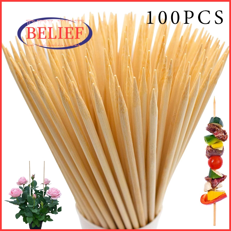 100PCS Disposable Bamboo Sticks Multifunctional Food BBQ Premium Flower ...