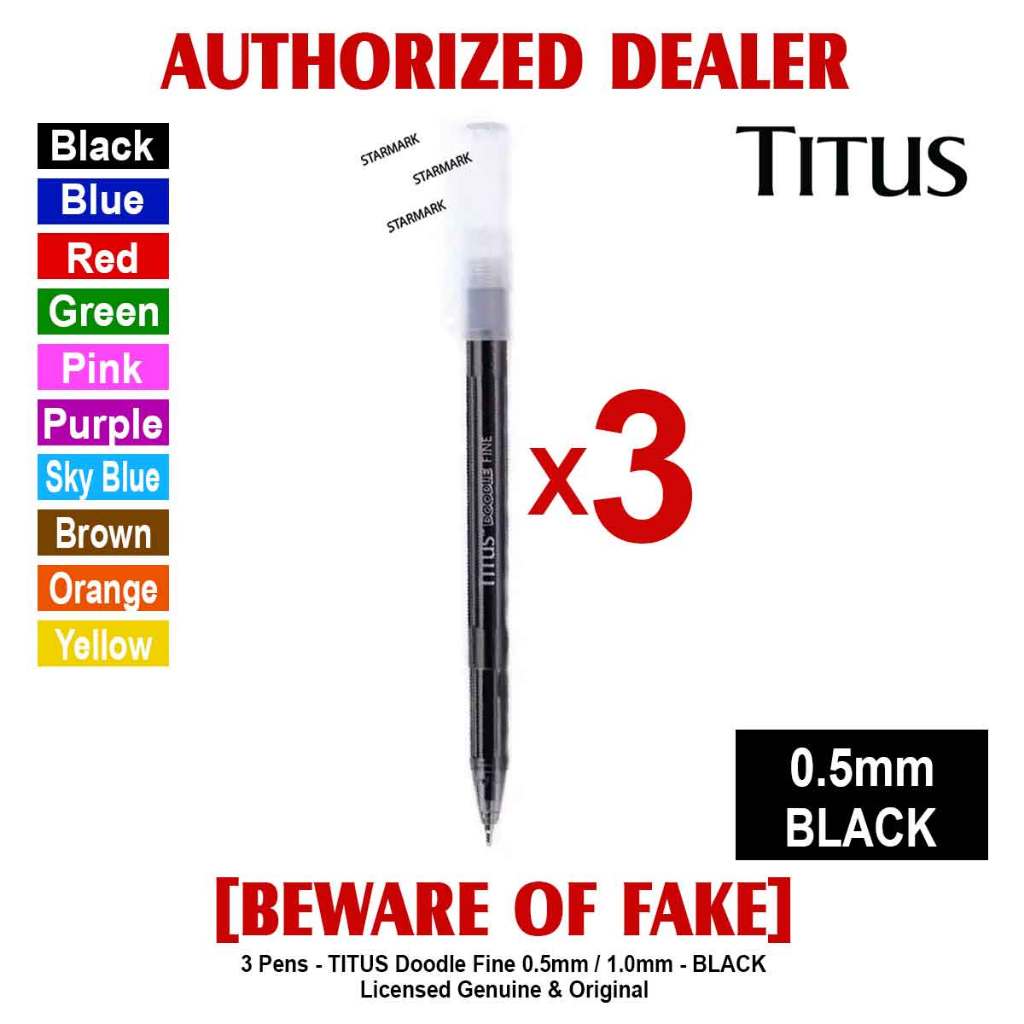 TITUS Doodle Fine Ballpen Ballpens 0.5mm 1.0mm ALL COLORS Ball Pen Pens ...