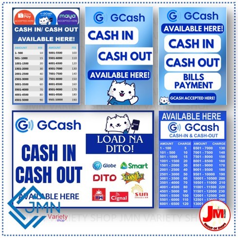 JM D-0010 | High Quality Laminated A4 - GCash Cash-in Cash-out Rates ...