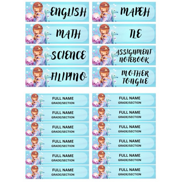 PERSONALIZED SUBJECT LABELS WITH NAMES FOR KIDS | Shopee Philippines