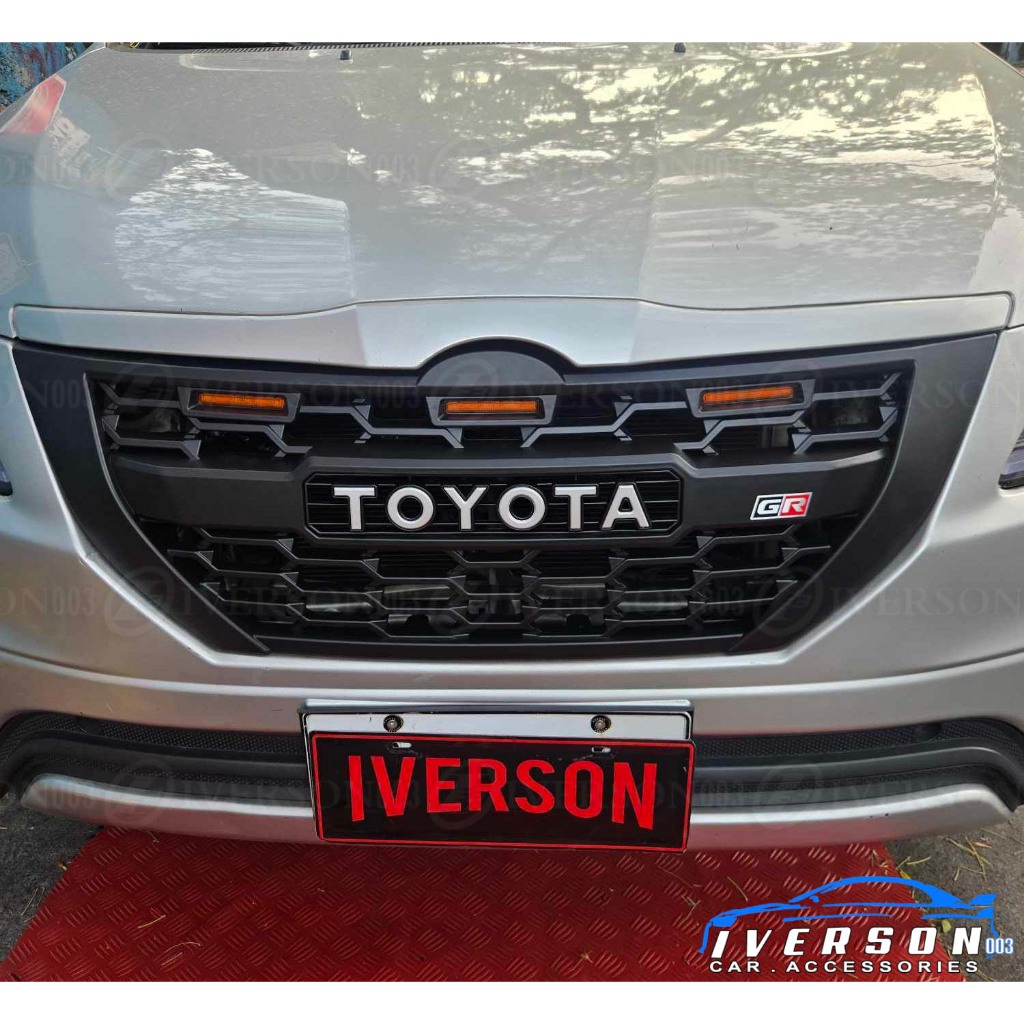 Black Front Bumper GR Grill Silver Font with Amber LED Light for Toyota ...