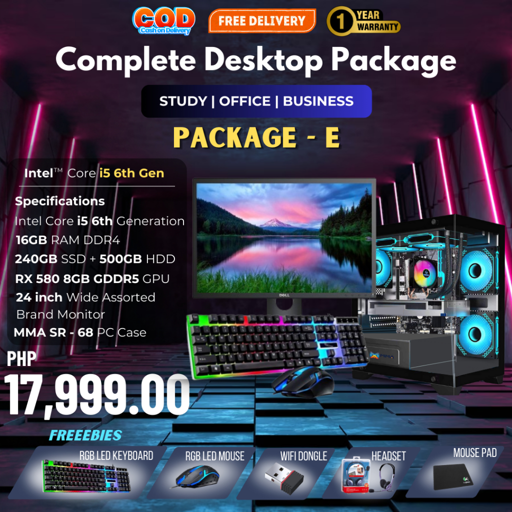 EASYTECH | Intel Core i5 6th Gen 16GB RAM 240GB SSD+500GB HDD RX 580 ...