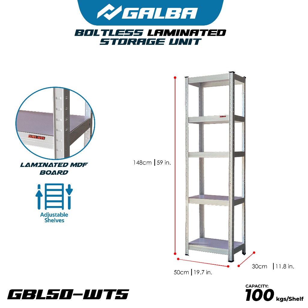GALBA Boltless LAMINATED Storage Steel Rack Adjustable 5 Layers ...