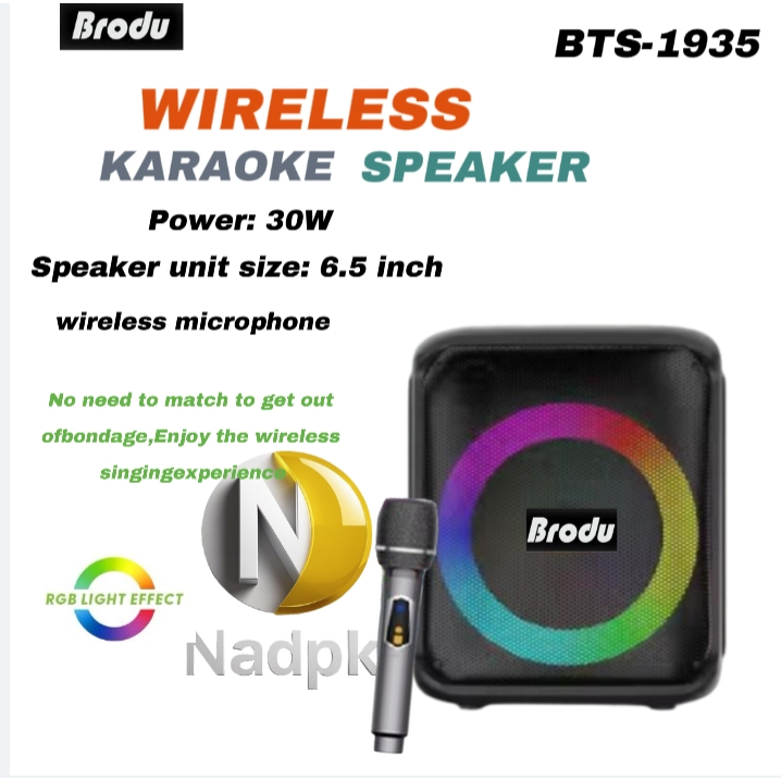 Brodu BTS-1935 6.5 imch IKARAOKE BOX professional system Bluetooth speaker with microphone ...