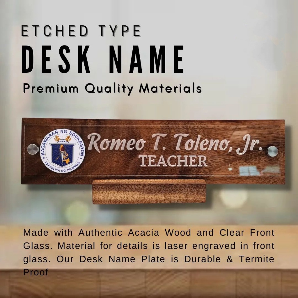 Acacia Wood Table Desk Name Plate on Laser Etched for Lettering ...