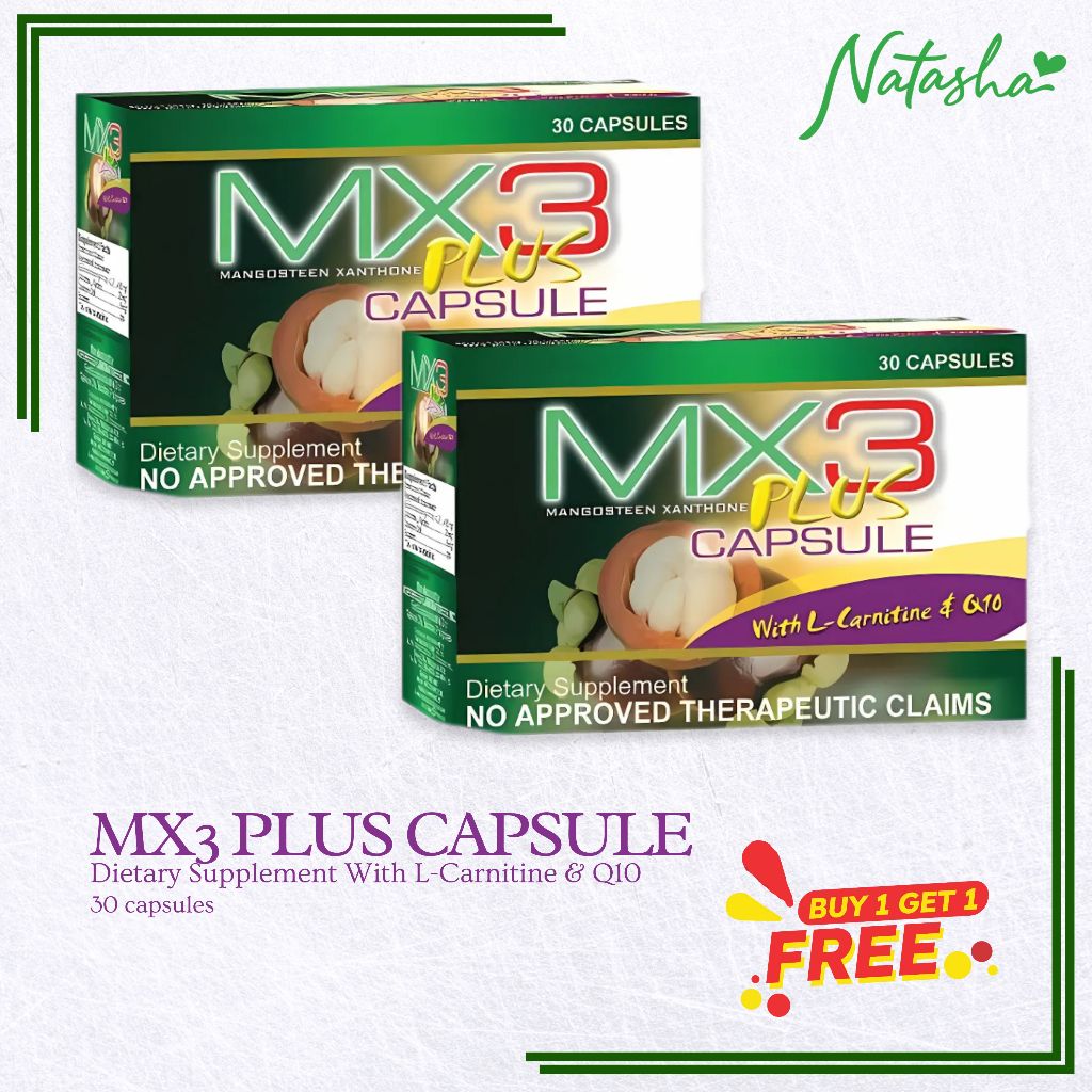 MX3 Plus Mangosteen Xanthone Plus Capsule with L-Carnitine & C10 Dietary Supplement 30 capsules ...