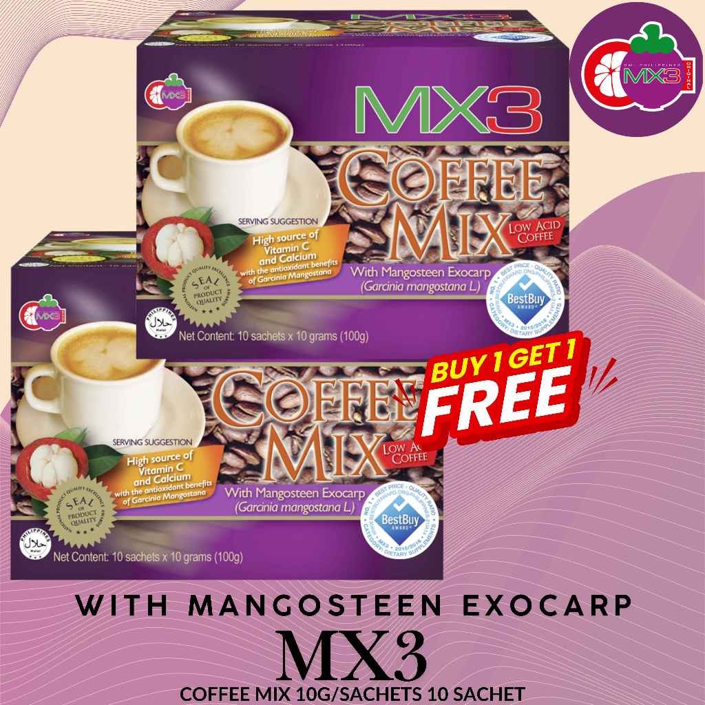 Buy 1 Take 1 MX3 Coffee Mix Low Acid Coffee with Mangosteen 10g/Sachets in 10 Sachets | Shopee ...