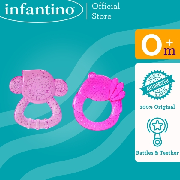 INFANTINO Safari Teething Pals PINK 2-Pack (BPA-Free) | Teether | 0 ...