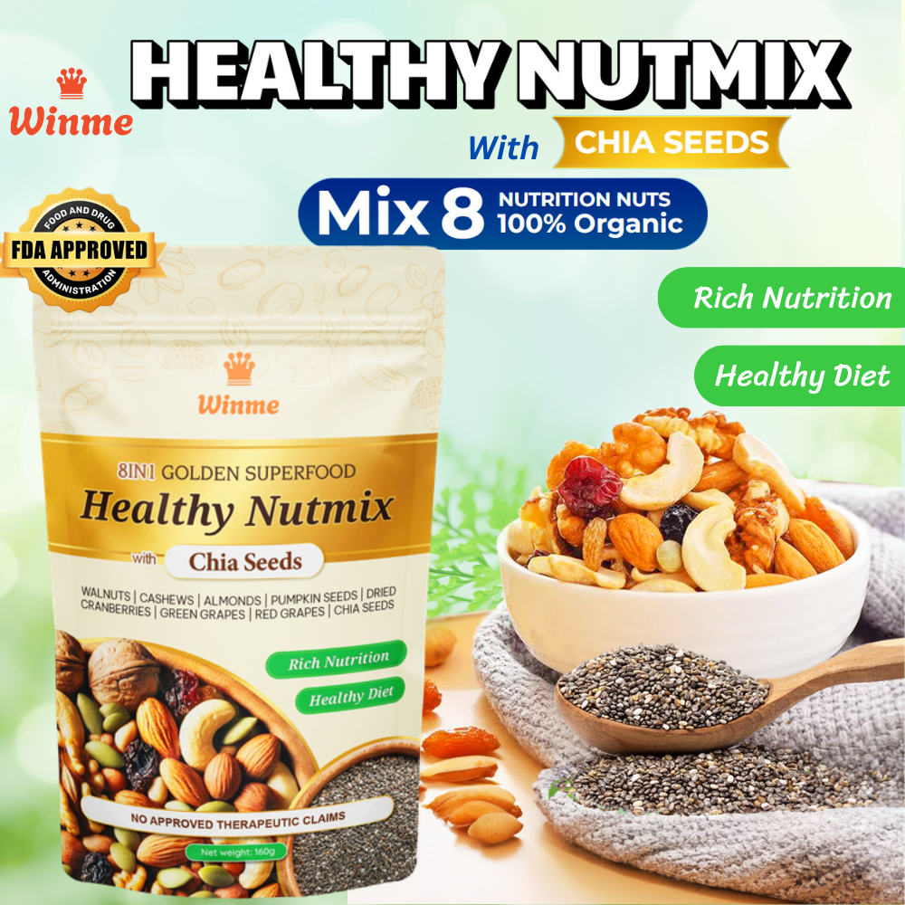 Winme Healthy Nutmix With Chia Seeds Mix 8 Nutrition Nuts 100% Organic ...