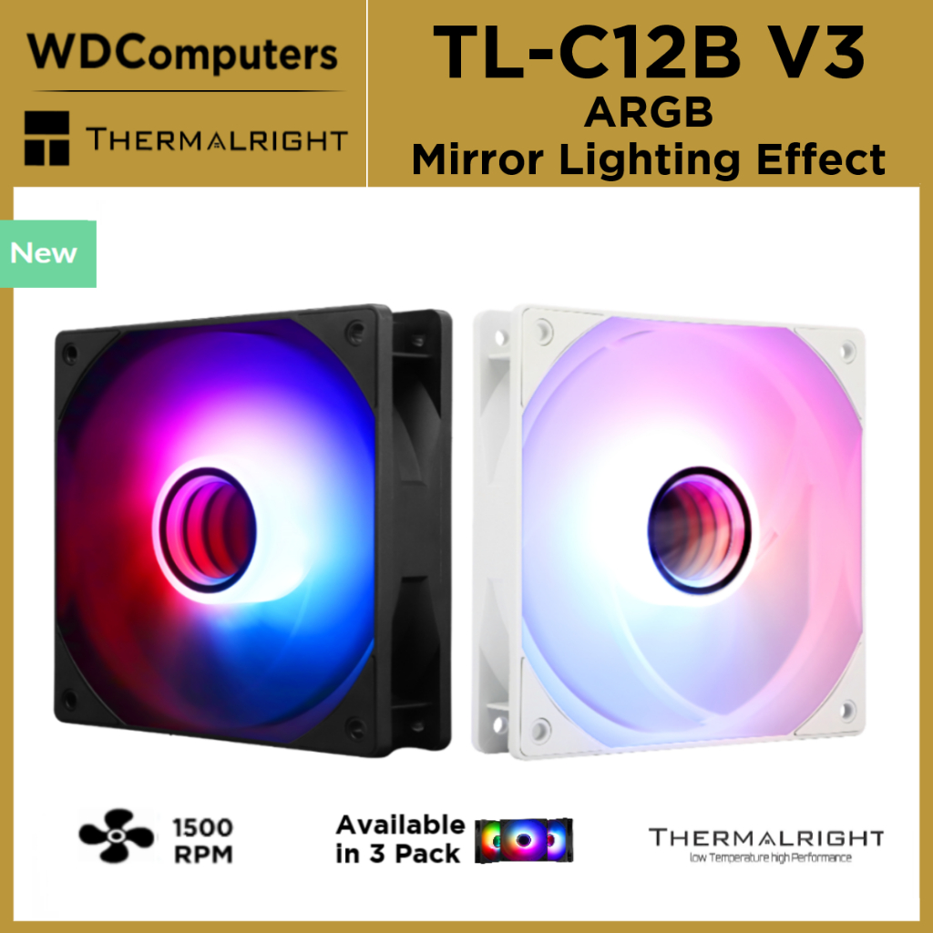 Thermalright TL-C12B-S V3 TL-C12W-S V3 120mm ARGB CPU Fan Mirror Light ...