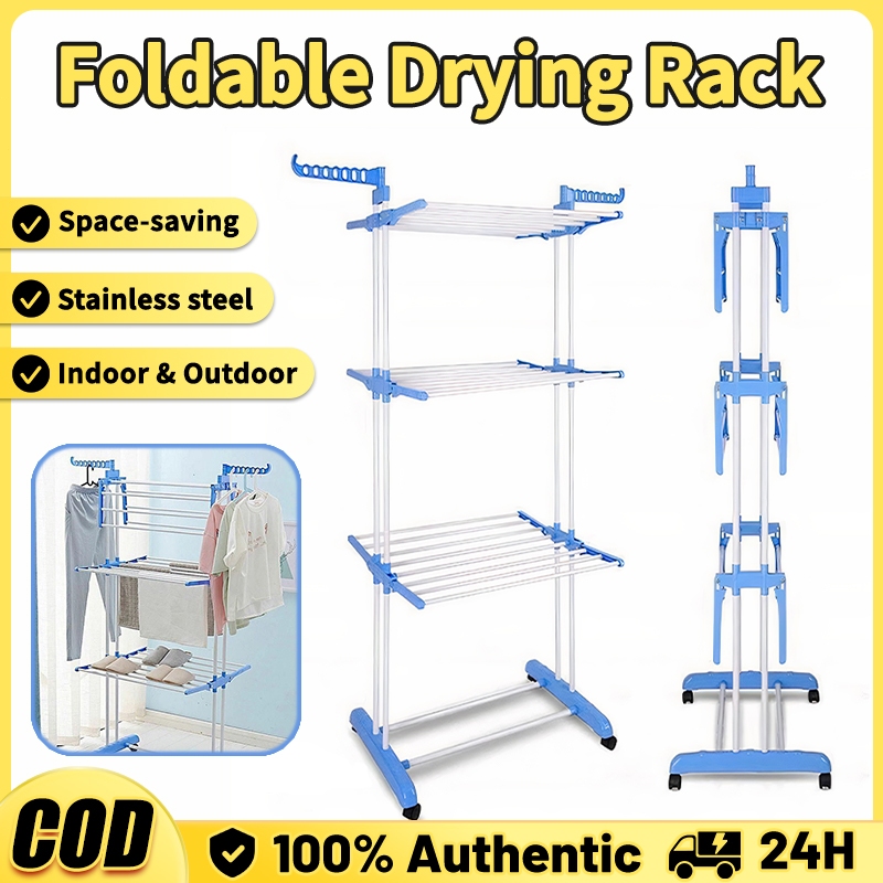 Sampayan Foldable Clothes Drying Rack Baby Clothes Hanger Rack 3 Tier ...