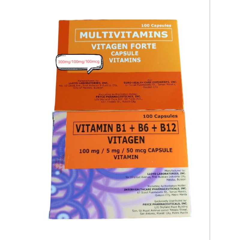 VITAGEN Vitamin B1 + B6 + B12 100capsules | Shopee Philippines