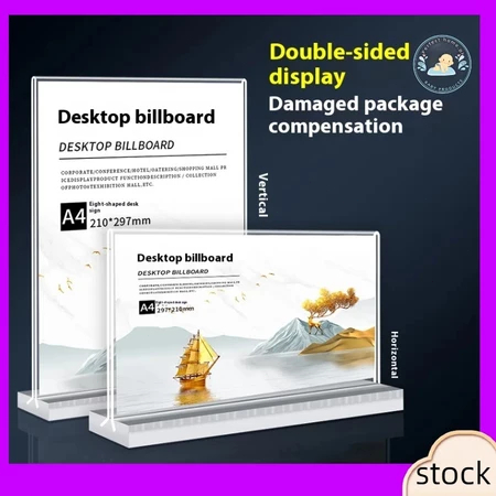 Acrylic stand a4 a6 menu holder billboard bracket T-shaped horizontal ...