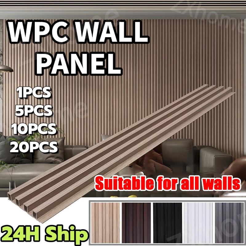 10PCS Solid Wood Panel PVC Board Wallpaper Fluted Wall Panel Sticker ...