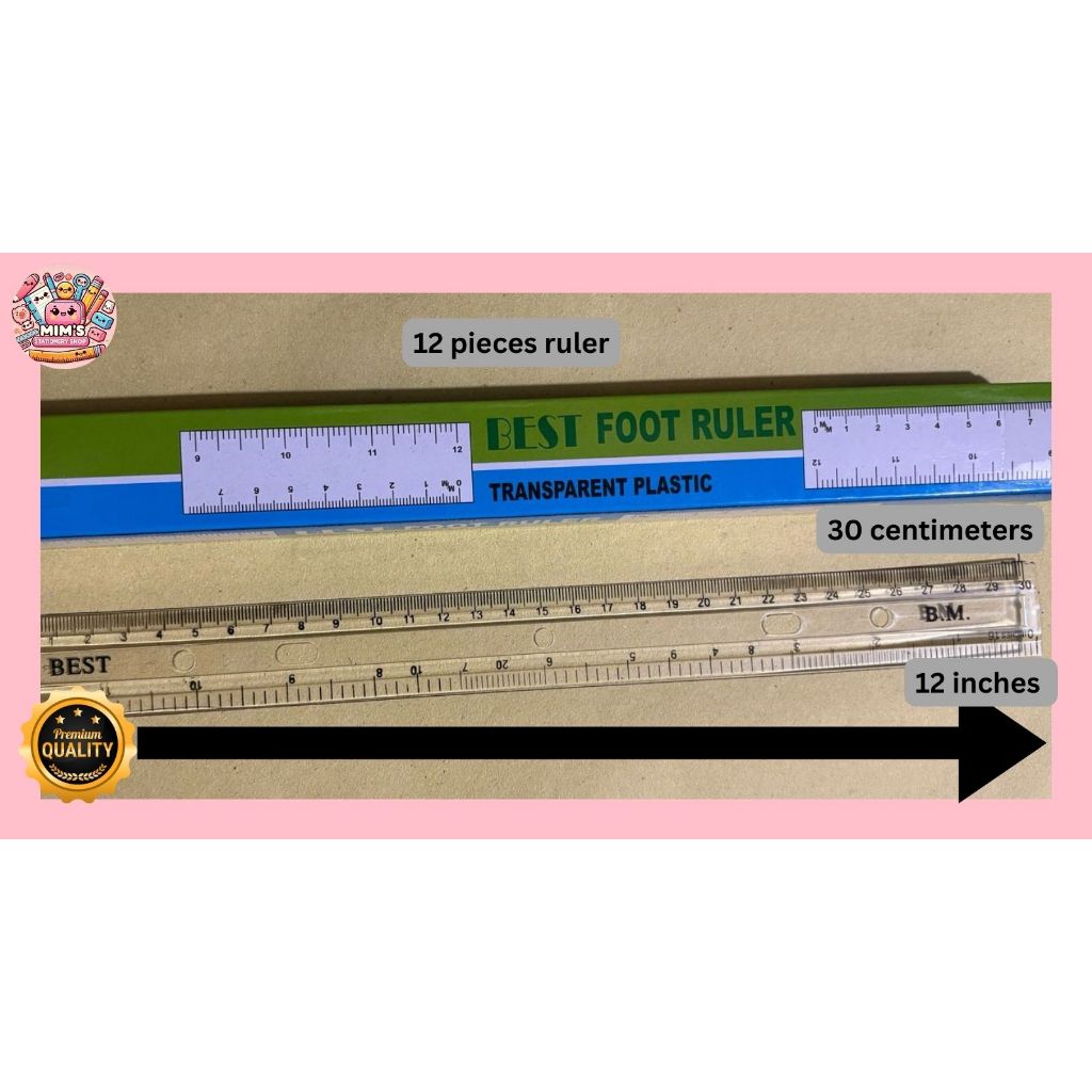Best Foot Transparent Plastic Ruler measurements 30cms / 12inches ...