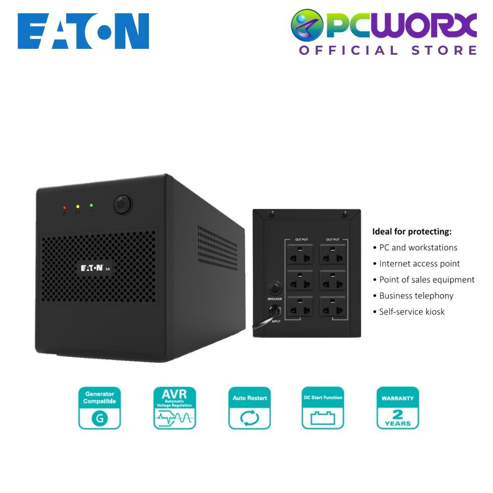 Eaton 5A 900I-NEMA 900VA 480W Tower Single-Phase Line Interactive UPS ...