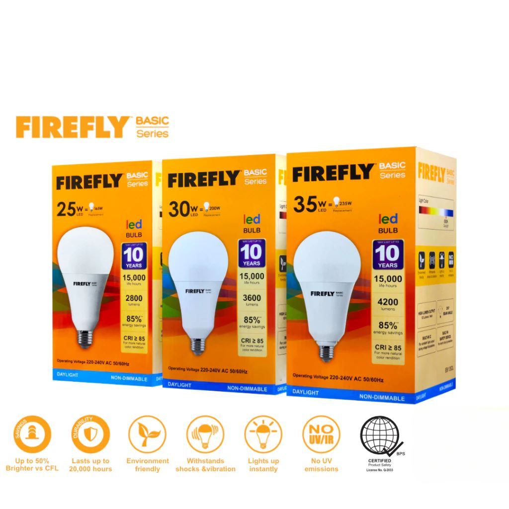 Firefly Basic Series LED Light Bulb Lamp 25w 30w or 35w | Shopee ...