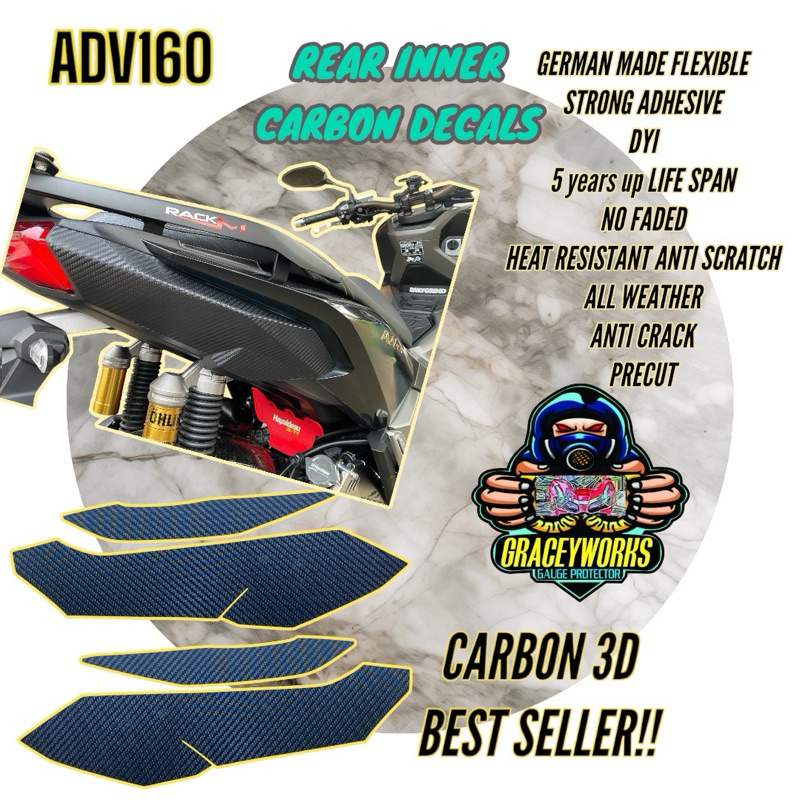 ADV 160 FALCON 180i REAR INNER FAIRINGS CARBON DECALS | Shopee Philippines