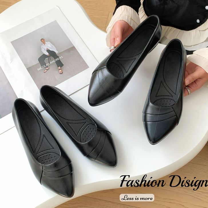 LYS Rubber black shoes for women Office School shoes | Shopee Philippines