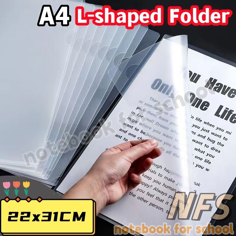 NFS A4 L-shaped Folder PP Soft Transparent File Folder Documents Paper ...