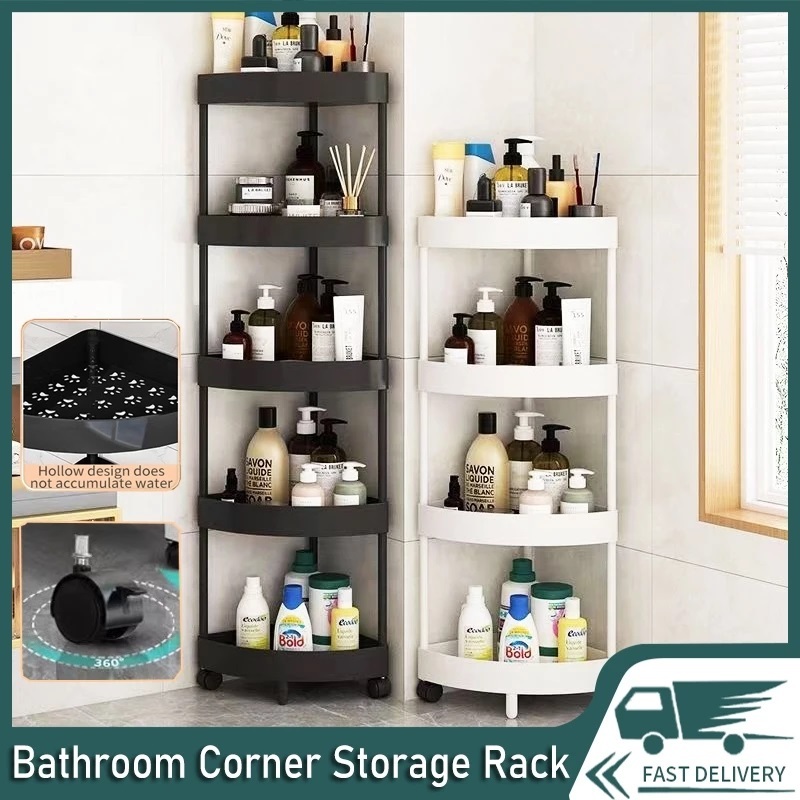 Bathroom Corner Shelf Shower Organizer Rack With Wheel Kitchen Rack ...