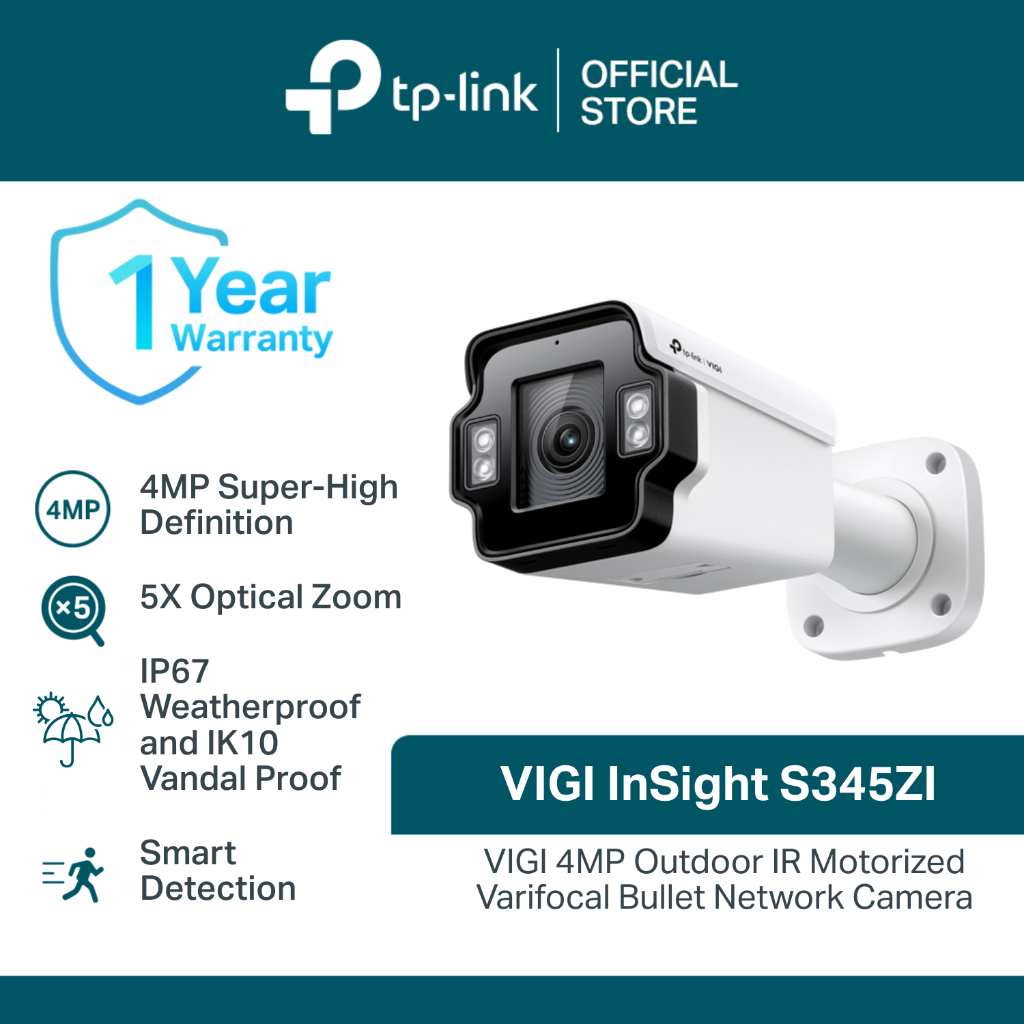 TP-Link | VIGI | INSIGHT S345ZI | 4MP | Outdoor | IR | Motorized ...