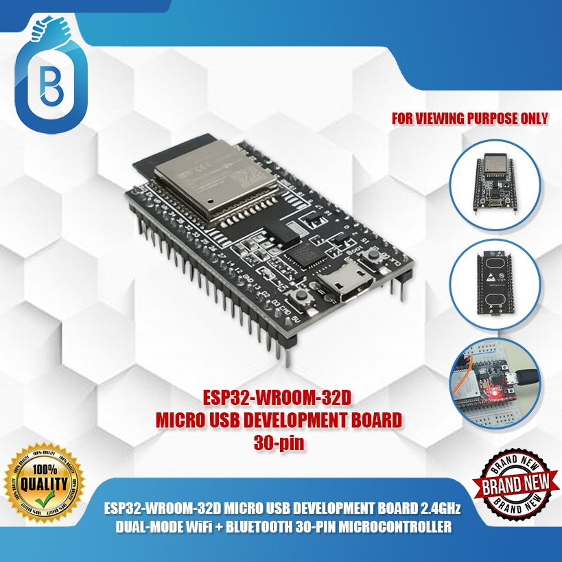 ESP32-WROOM-32D MICRO USB DEVELOPMENT BOARD 2.4GHz DUAL-MODE WiFi + BLUETOOTH 30-PIN ...