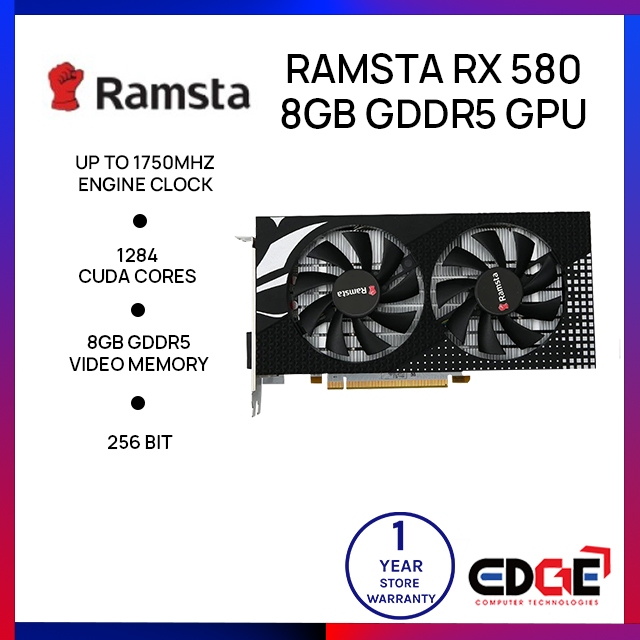 EDGE | RAMSTA RX 580 8GB GDDR5 GPU Graphics Card Unit | Shopee Philippines